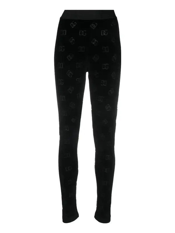 Dolce & Gabbana Dna Logo-debossed Cotton Leggings - Black
