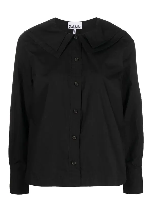 GANNI Layered Bib-collar Shirt - Black