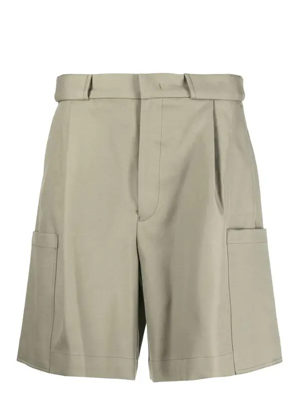 Emporio Armani Inverted-pleat Wide-leg Cotton Shorts - Green