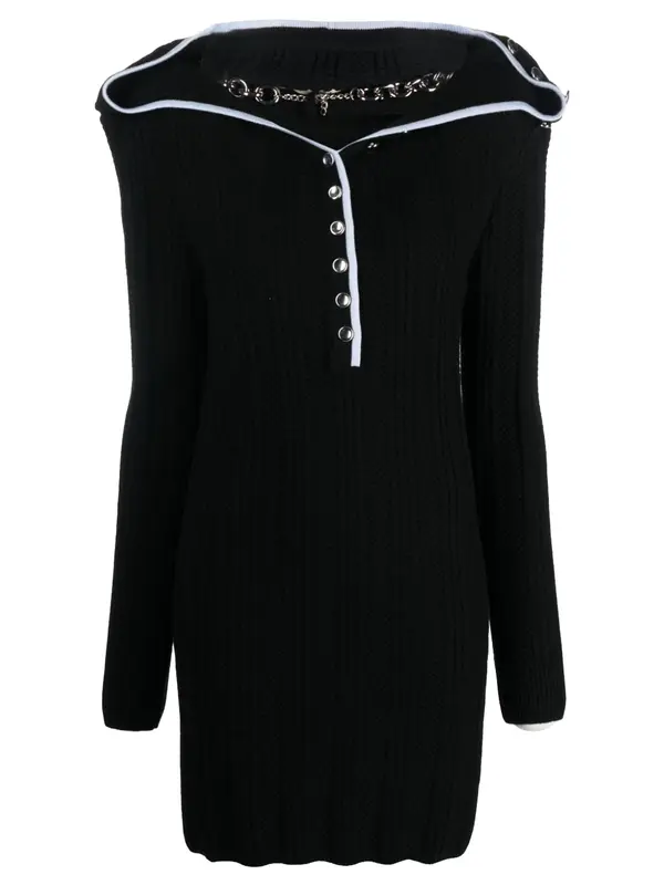 Y/project Ruffle-collar Merino Wool Minidress - Black