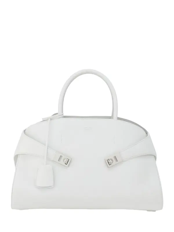 FERRAGAMO Medium Hug Leather Tote - White