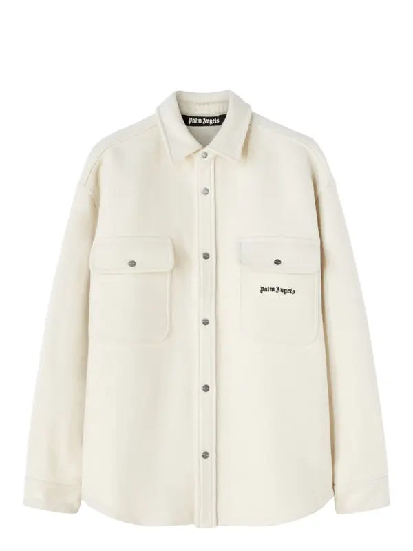 Palm Angels Logo-embroidered Twill Shirt Jacket - White