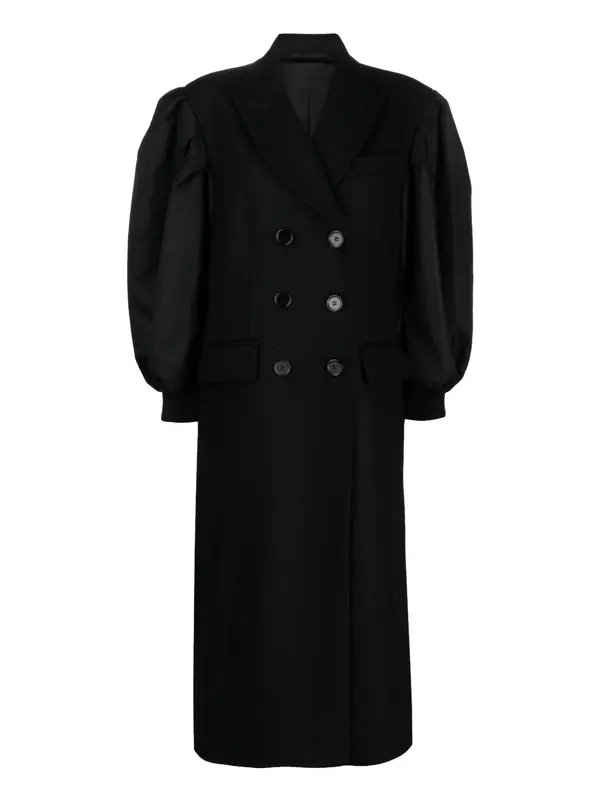 Simone Rocha Double-breasted Wool-blend Coat - Black