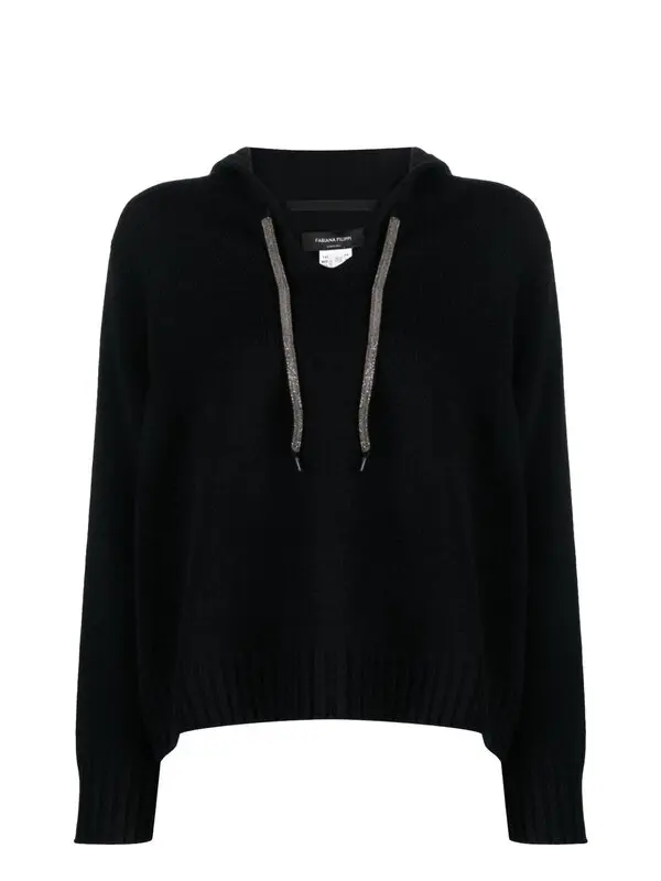 Fabiana Filippi Hooded V-neck Jumper - Black