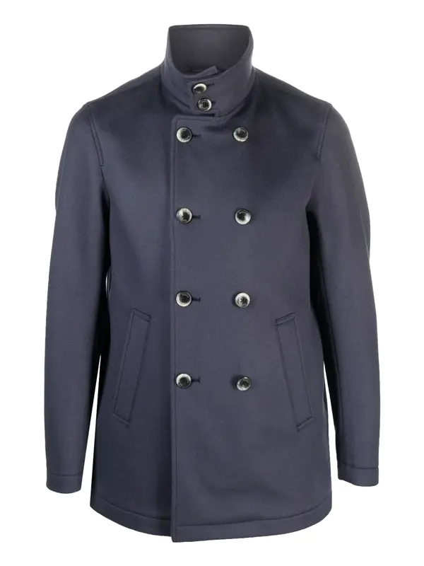 Herno Double-breasted Wool-cashmere Coat - Blue