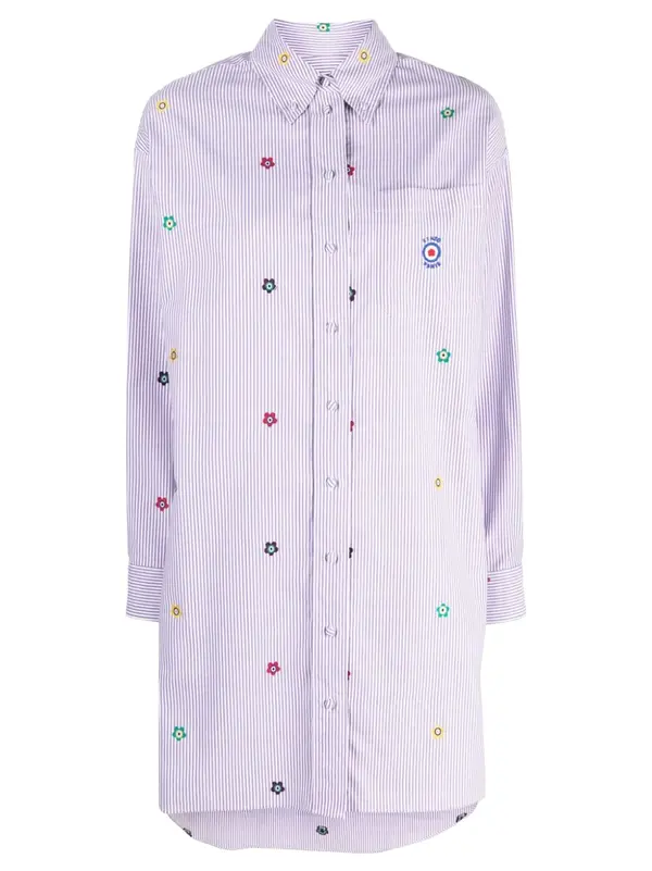 Kenzo Design-embroidered Poplin Shirtdress - White