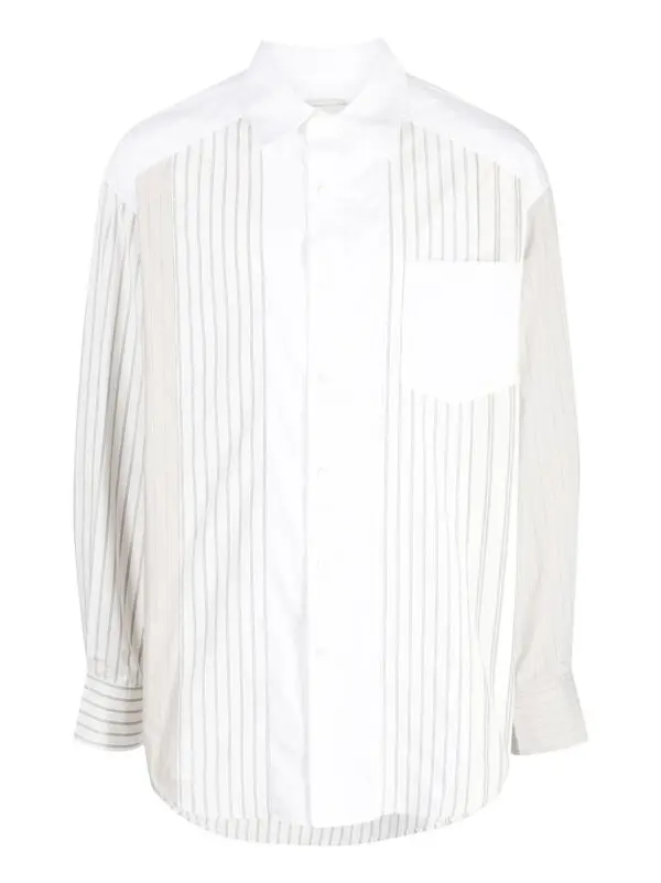 FENG CHEN WANG Striped Long-sleeve Shirt - White