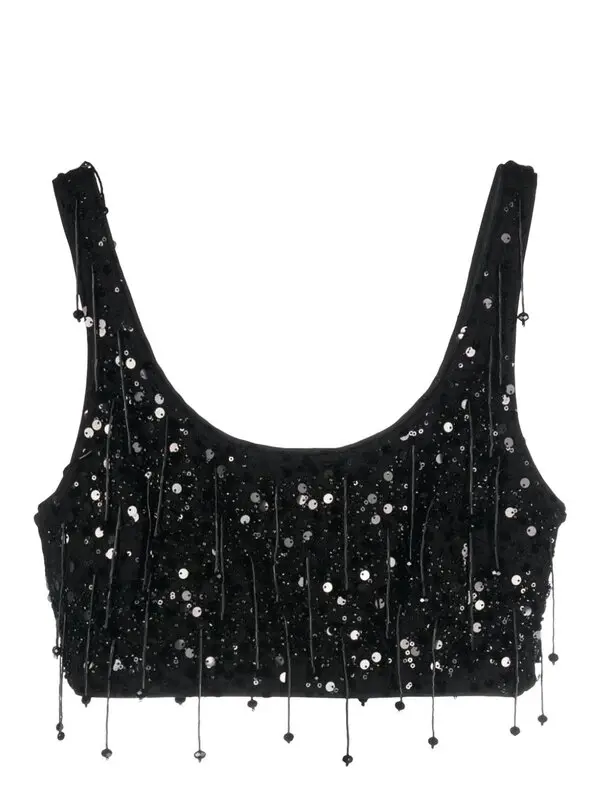 Simkhai Paillette-embellished Cropped Tank Top - Black