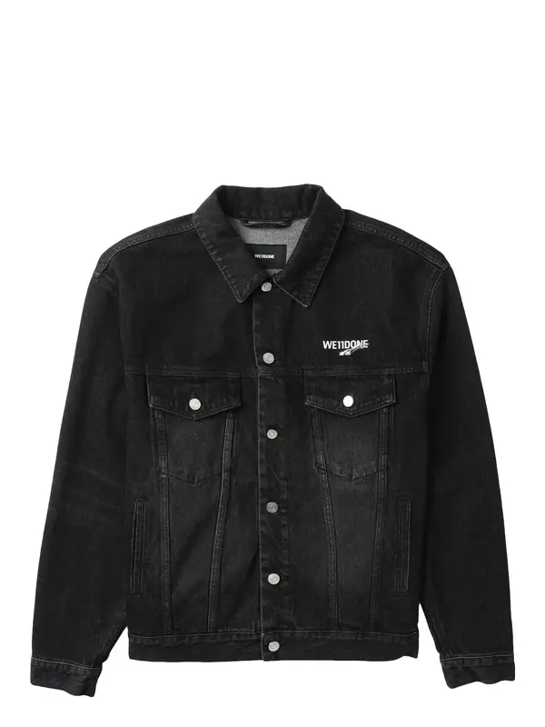 We11Done Logo-print Denim Jacket - Black