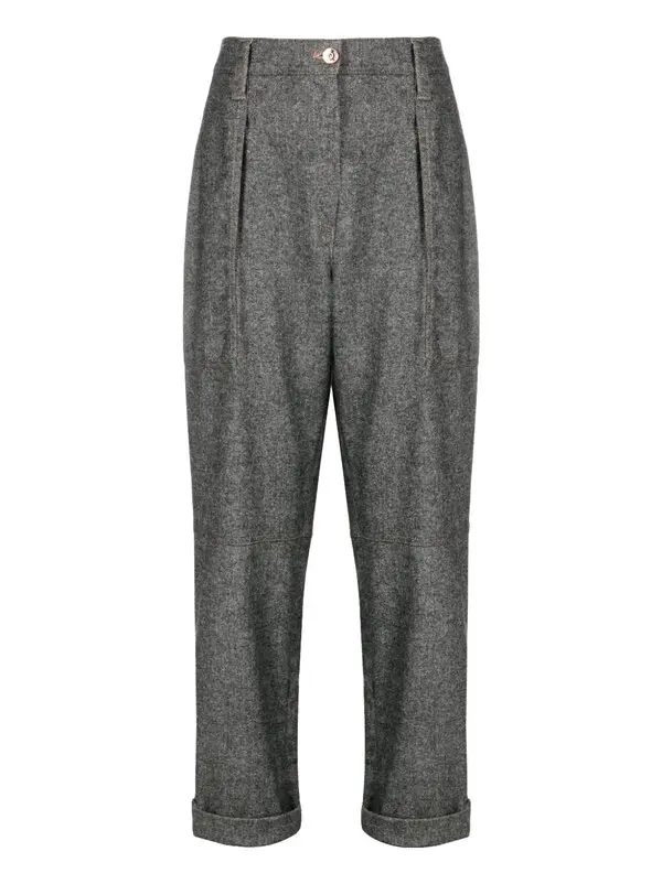 Brunello Cucinelli Cropped Wool-blend Trousers - Grey