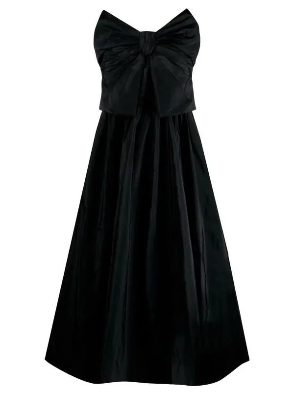 Red Valentino Strapless Bow Appliqué Midi Dress - Black