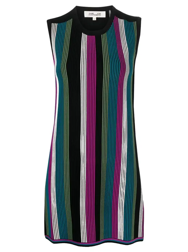 Diane Von Furstenberg Meta Striped Minidress - Black