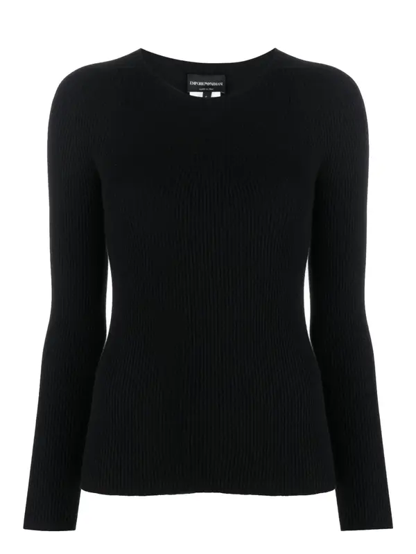 Emporio Armani Seamless Ribbed-knit Jumper - Black