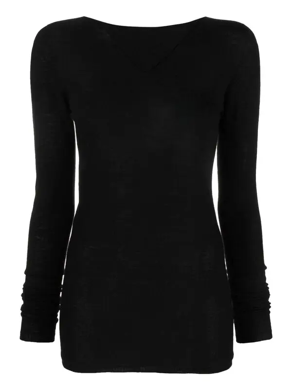 Rick Owens Long-sleeved Virgin Wool Top - Black
