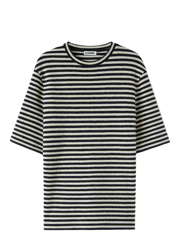 JIL SANDER Stripe-pattern Round-neck T-shirt - Black