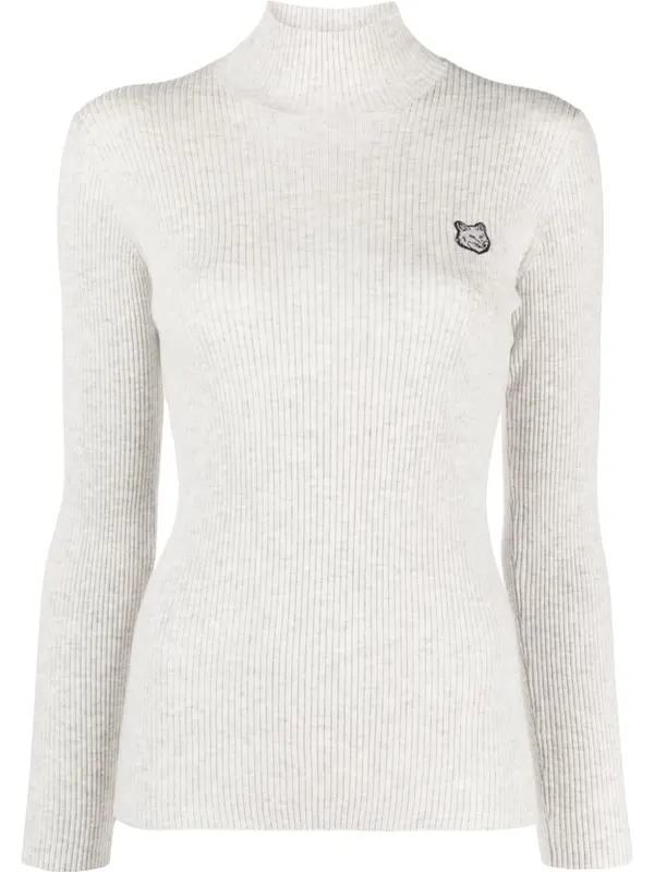 Maison Kitsuné Fox-motif High-neck Jumper - Grey