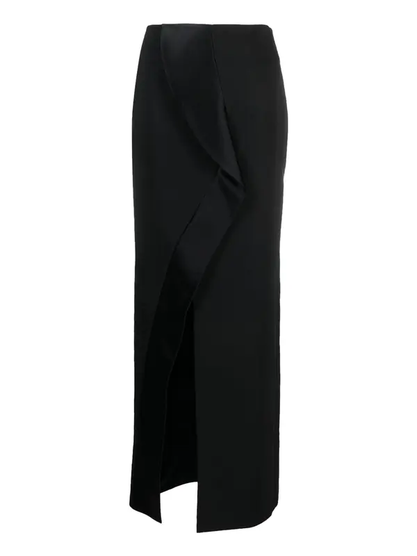 GENNY High-waisted Maxi Skirt With Draped Detail - Black