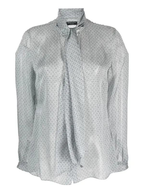 Emporio Armani Geometric-pattern Silk Blouse - Grey