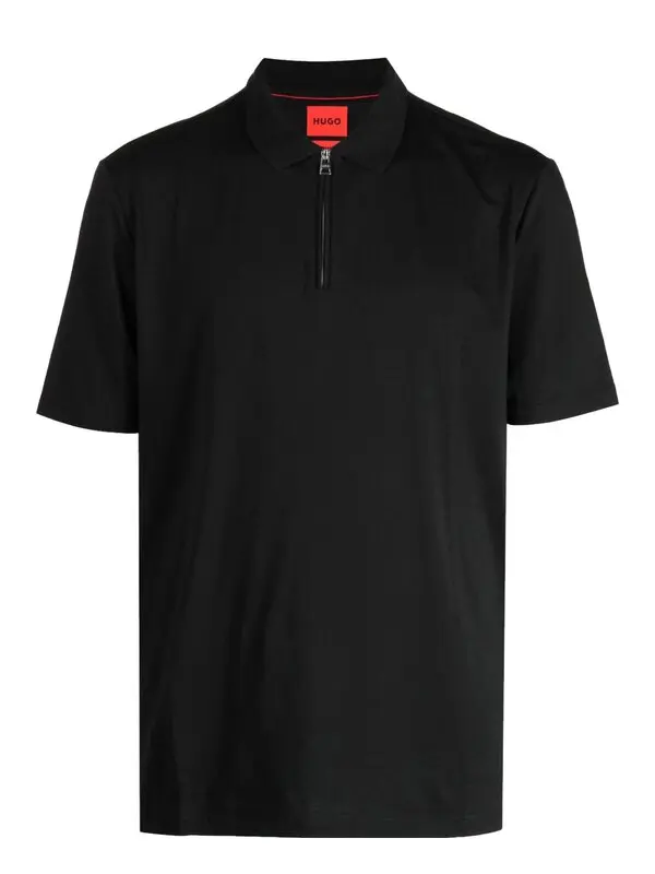 Hugo Half-zip Cotton Blend Polo Shirt - Black