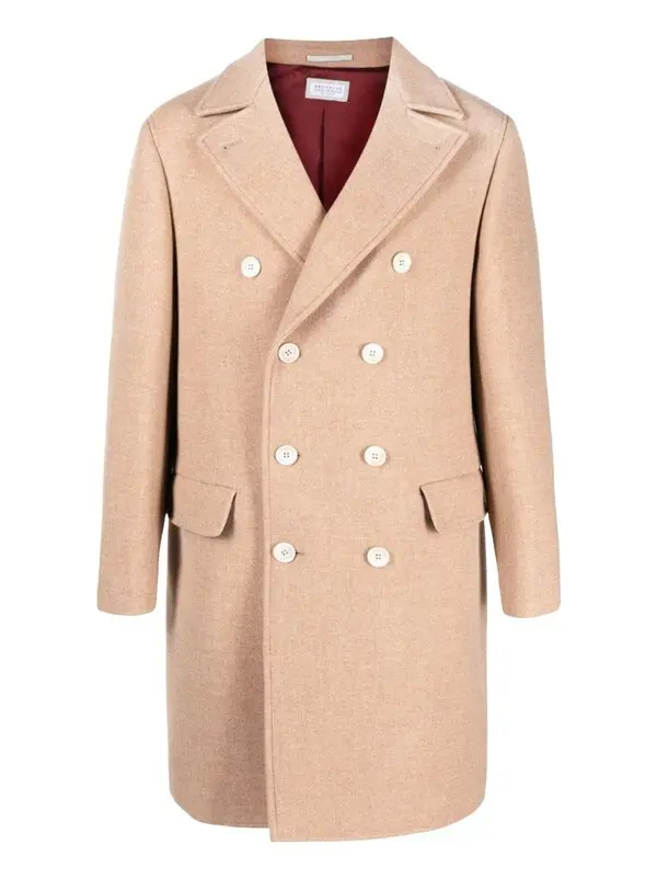 Brunello Cucinelli Double-breasted Wool-blend Coat - Neutrals