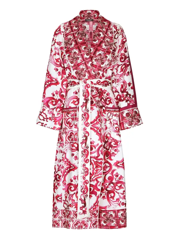 Dolce & Gabbana Maiolica-print Silk Coat - Pink