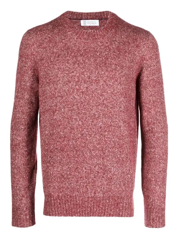 Brunello Cucinelli Mélange-effect Crew-neck Jumper - Red
