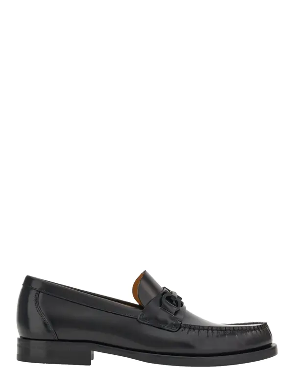 FERRAGAMO Gancini Plaque 35mm Leather Loafers - Black