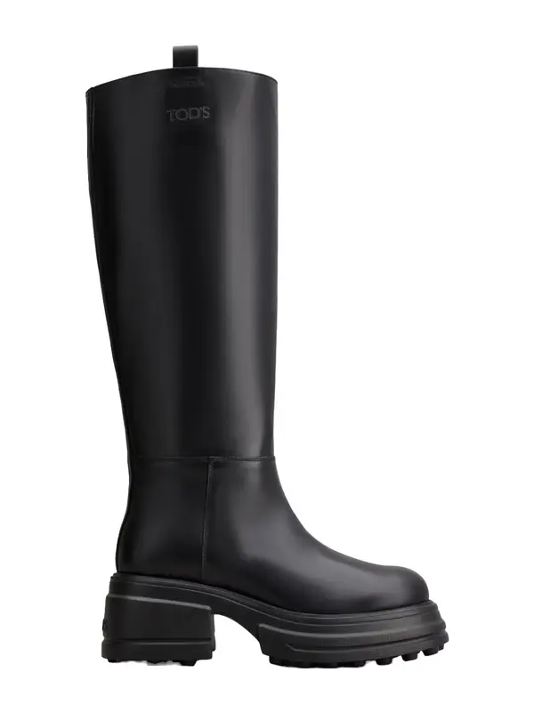 TOD'S Round-toe Leather Boots - Black