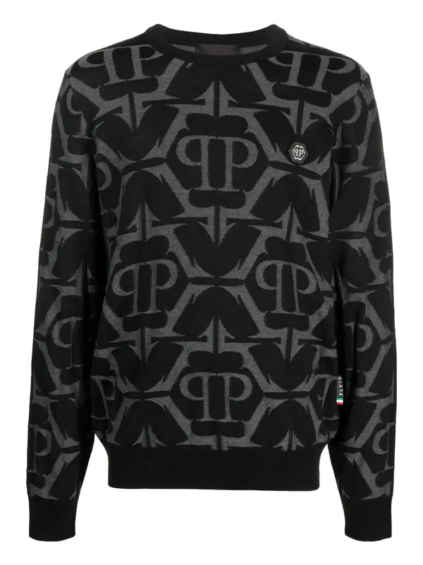 Philipp Plein Patterned Intarsia Sweatshirt - Black