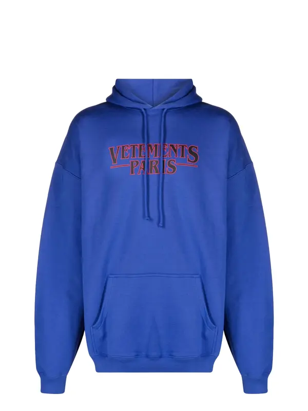 Vetements Logo-print Cotton Hoodie - Blue