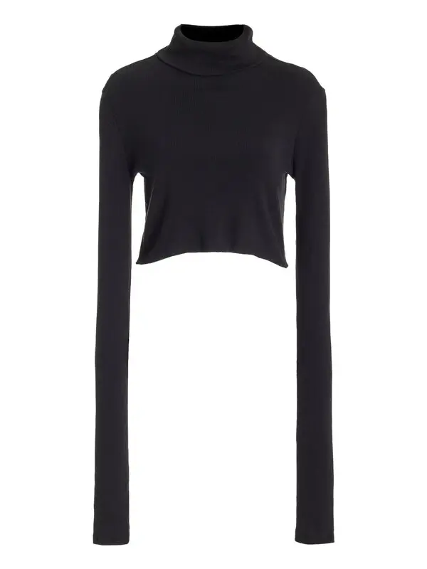 Eterne Cropped Cotton-blend Turtleneck Top - Black