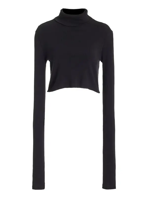 Eterne Cropped Cotton-blend Turtleneck Top - Black