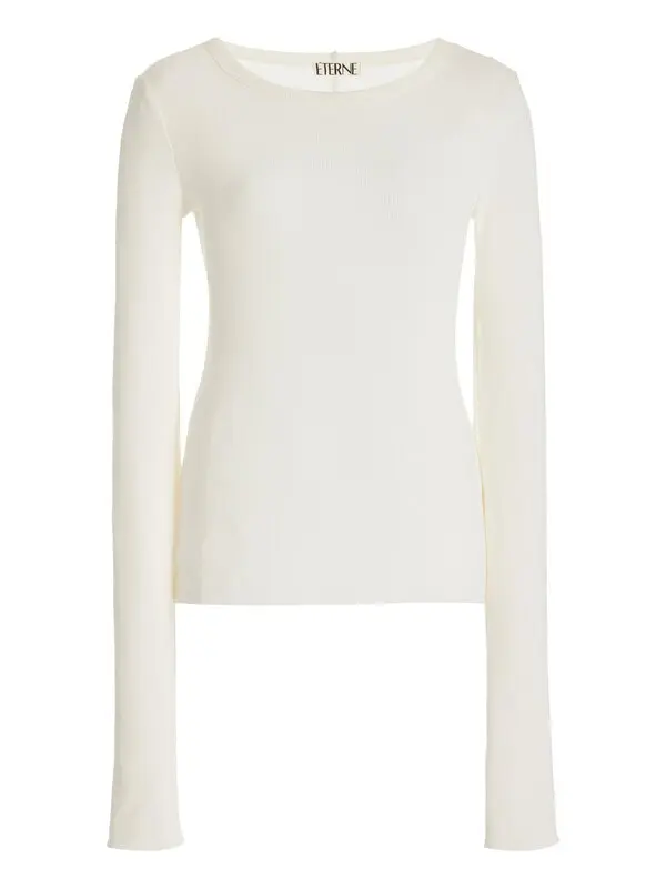 Eterne Long Sleeve Cotton-blend Top - White