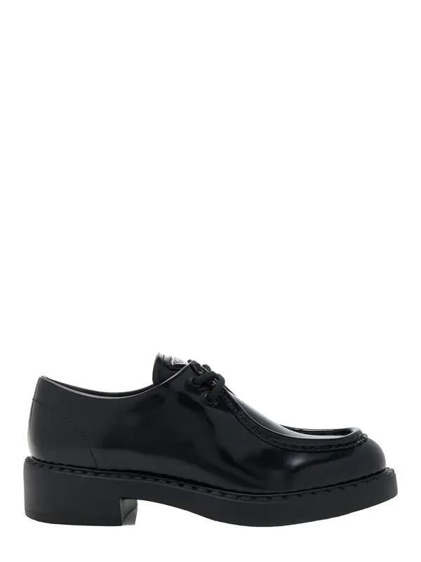 Prada Logo-detailed Leather Oxford Loafers - Black