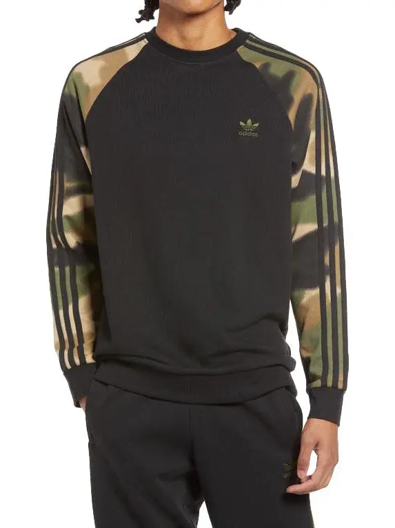ADIDAS ORIGINALS Camo Stripes Crewneck Sweatshirt - Black/wild Pine/multicolor