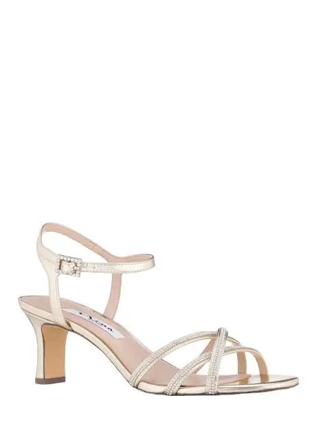 Nina Embellished Ankle Strap Sandal - Platino