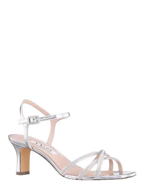 Nina Embellished Ankle Strap Sandal - Silver