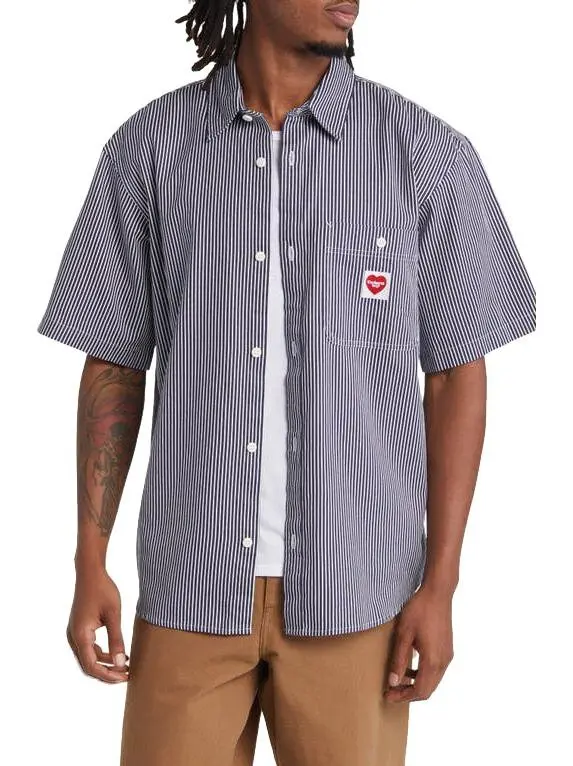 Carhartt Work In Progress Terrell Stripe Short Sleeve Button-up Shirt - Terrell Stripe Dark Navy/wax