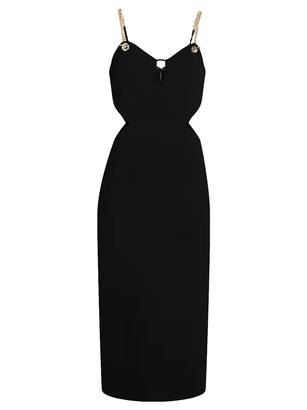 Rebecca Vallance Dulce Amore Chain-embellished Crepe Midi Dress - Black