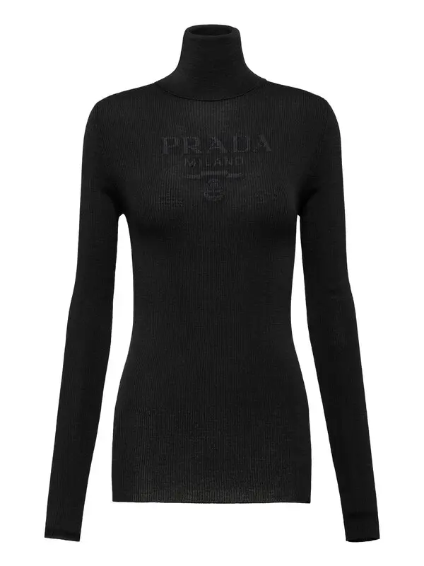 Prada Superfine Wool Turtleneck Sweater - Black