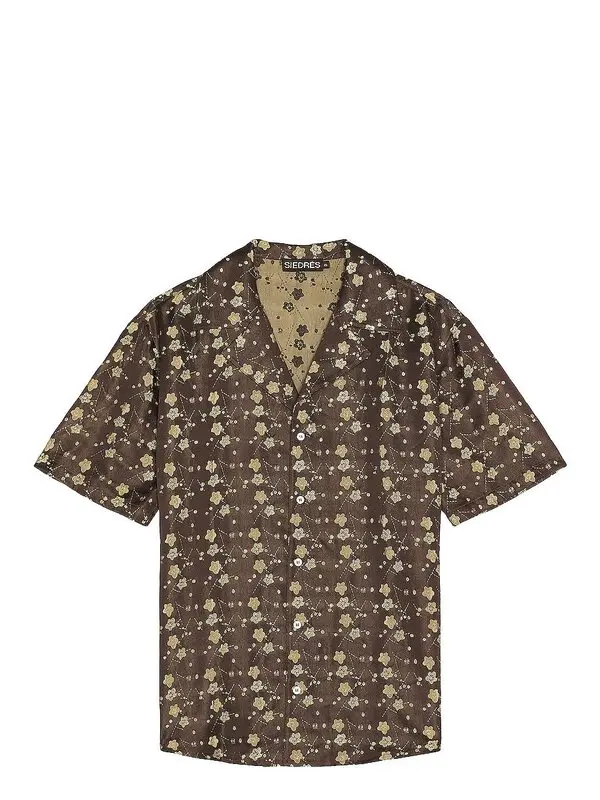 SIEDRES X Resort Collar Short Sleeve Shirt In Chocolate - Multi