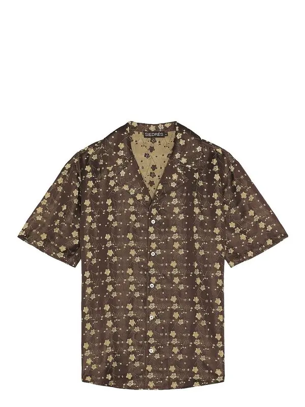 SIEDRES X Resort Collar Short Sleeve Shirt In Chocolate - Multi