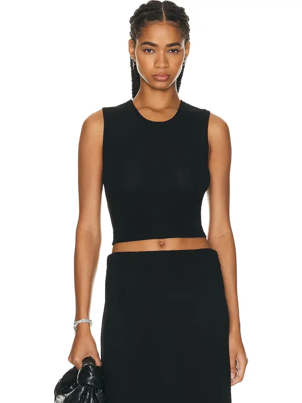 LESET Lauren Sleeveless Crewneck Top - Black