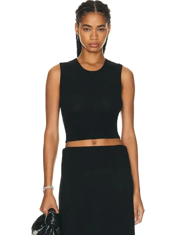 LESET Lauren Sleeveless Crewneck Top - Black