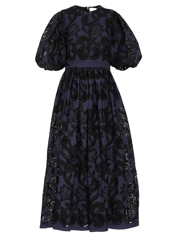 Erdem Puff-sleeve Broderie Anglaise Dress - Multicoloured