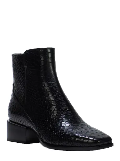 DONALD PLINER Snakeskin Embossed Bootie - Black