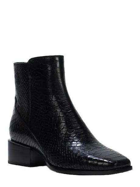 DONALD PLINER Snakeskin Embossed Bootie - Black
