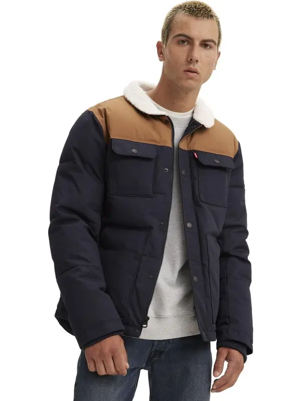 LEVI'S Quilted Woodsman Puffer Jacket - Navy Brown