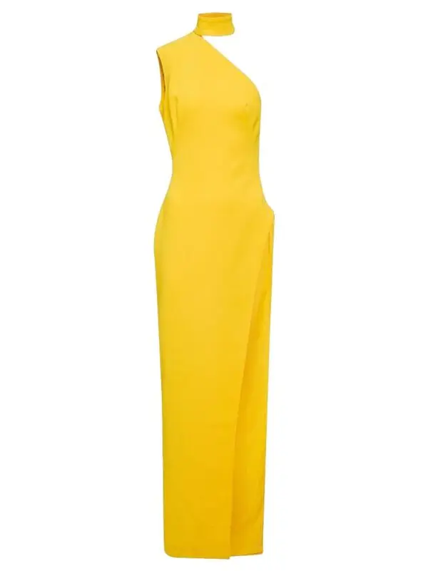 MONOT Asymmetrical High Neck Maxi Dress - Yellow