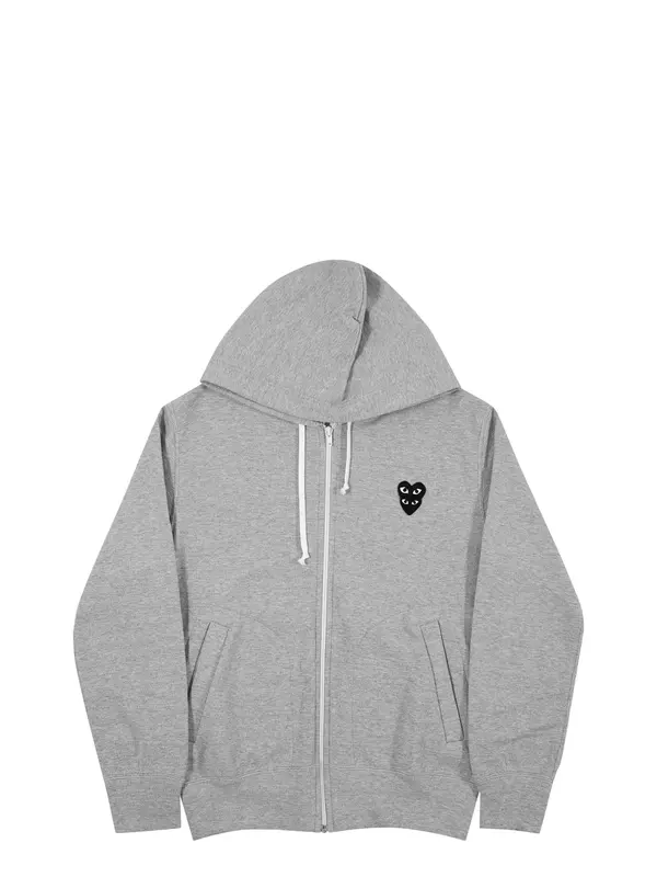 Play Comme Des Garcon Heart Logo Zip Up Hoodie - Grey